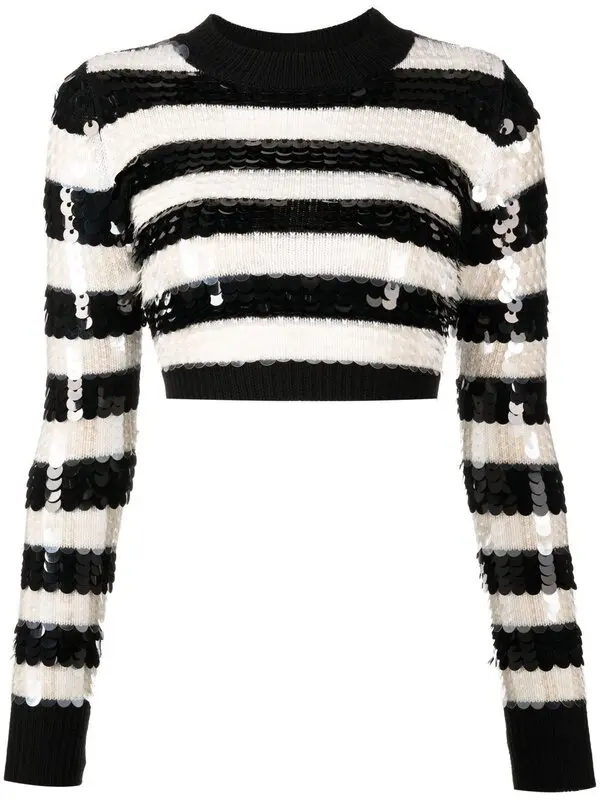 Monse Sequin Embellished Striped Cropped Jumper
