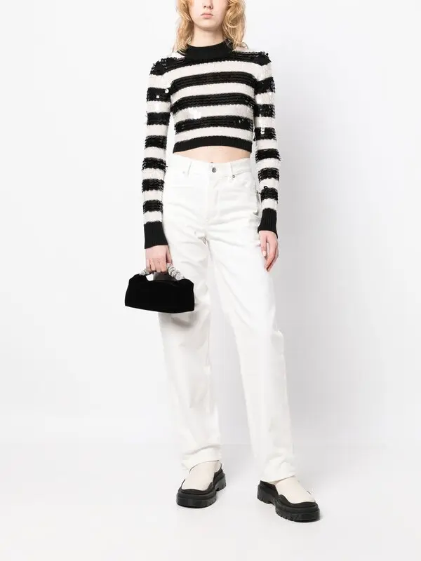 Monse Sequin Embellished Striped Cropped Jumper