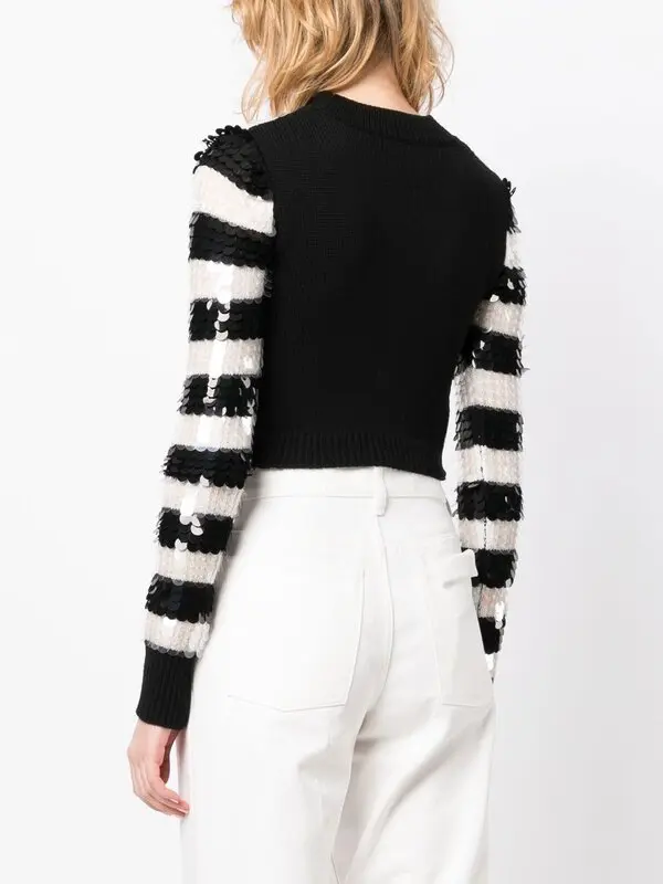 Monse Sequin Embellished Striped Cropped Jumper