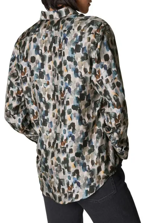 Eton Slim Fit Geometric Print Silk Dress Shirt
