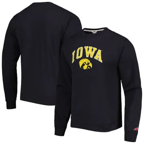 LEAGUE COLLEGIATE WEAR Iowa Hawkeyes 1965 Arch Essential Lightweight Pullover Sweatshirt - Black