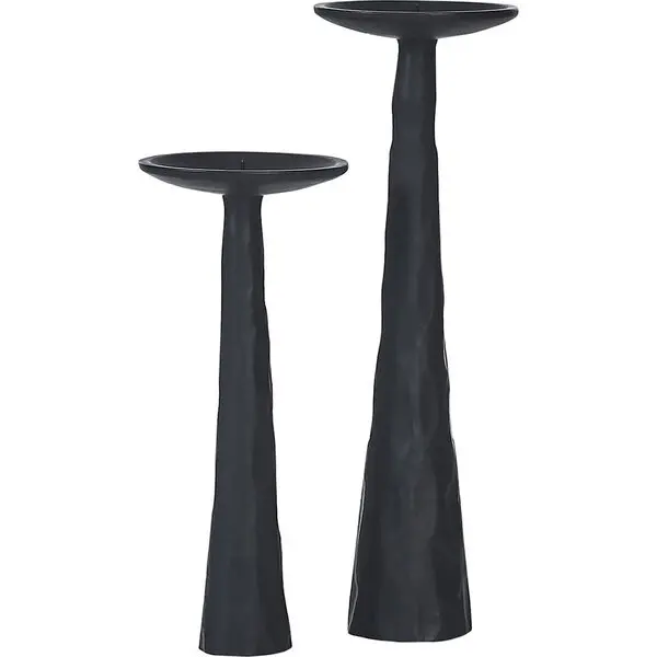 RENWIL Tilde Set Of 2 Pillar Candle Holders - Matte Black