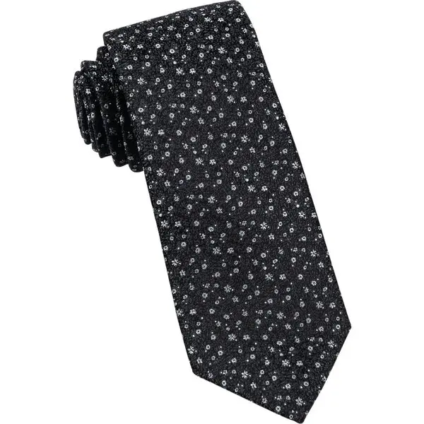 W.R.K Mini Floral Silk Neck Tie - Black
