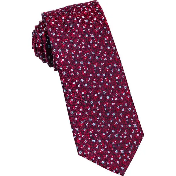 W.R.K Mini Floral Silk Neck Tie - Burgundy