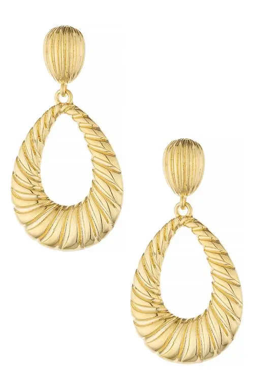 Ettika Teardrop Wave Drop Earrings - Gold