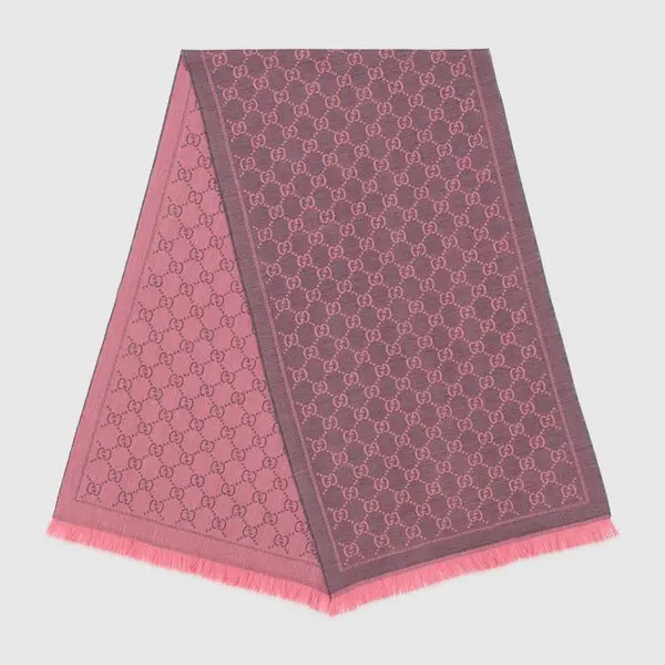 Gucci Gg Wool Scarf - Pink