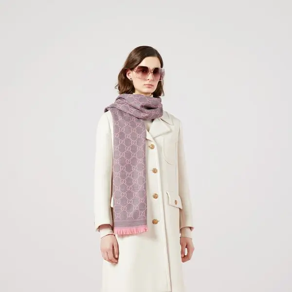 Gucci Gg Wool Scarf - Pink