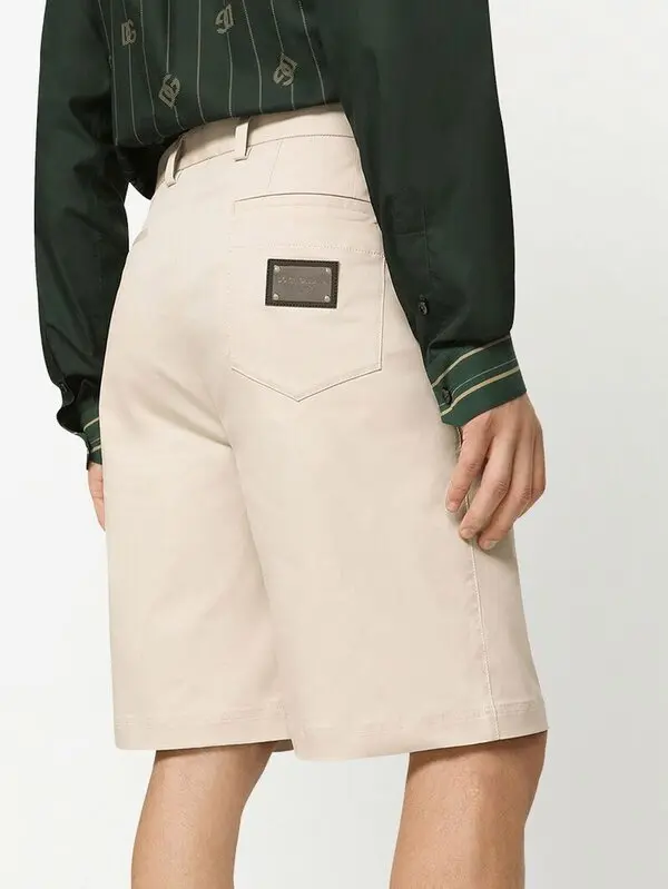 Dolce & Gabbana Logo Stretch-cotton Shorts - Neutrals