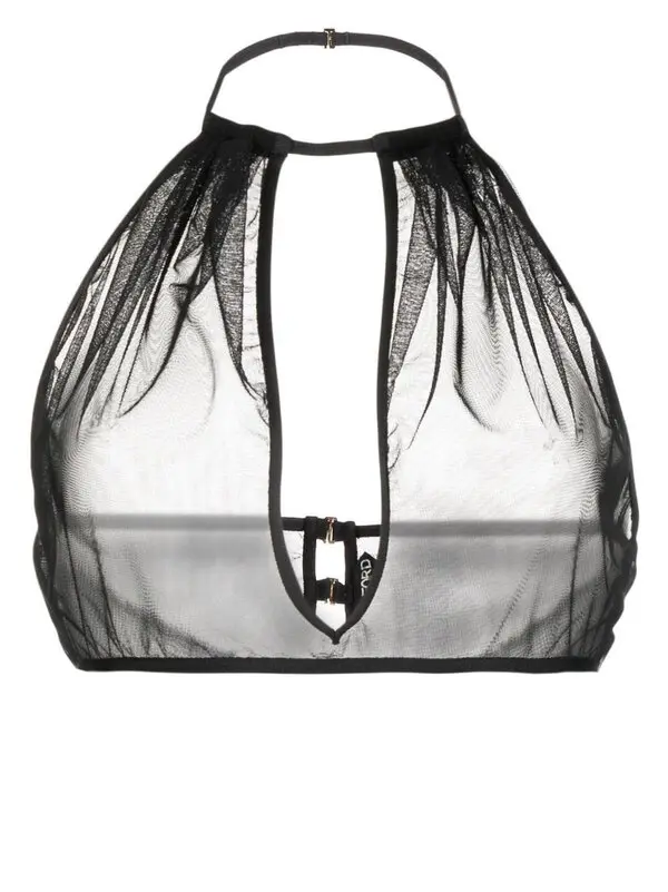TOM FORD Sheer Halterneck Cropped Top - Black