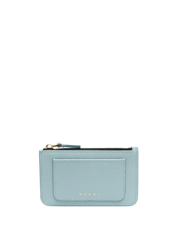 Marni Logo-print Leather Card Case - Blue