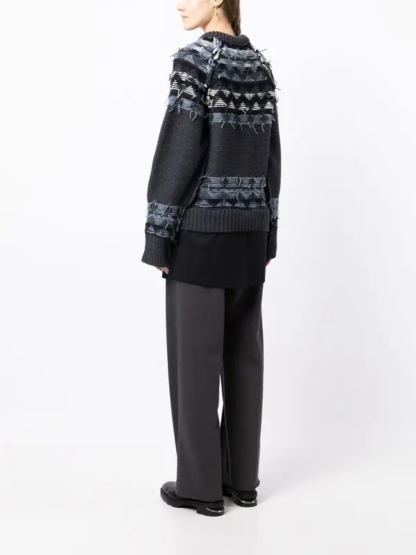 Goen.j Layered Distressed Fair Isle-knit Sweater