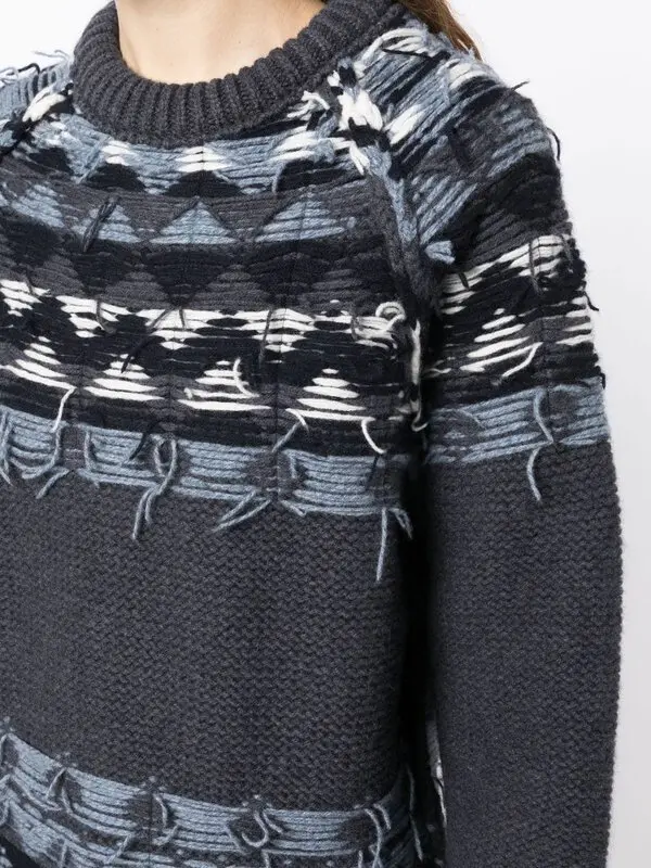Goen.j Layered Distressed Fair Isle-knit Sweater