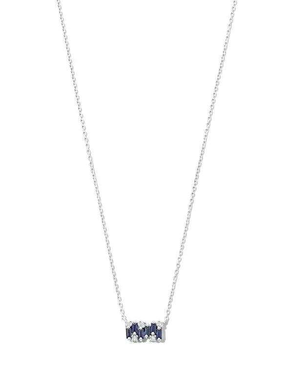 SUZANNE KALAN 18kt White Gold Sapphire And Diamond Necklace - Blue