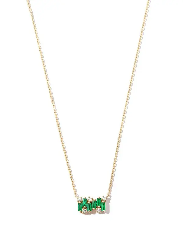 SUZANNE KALAN 18kt Yellow Gold Emerald Necklace - Green