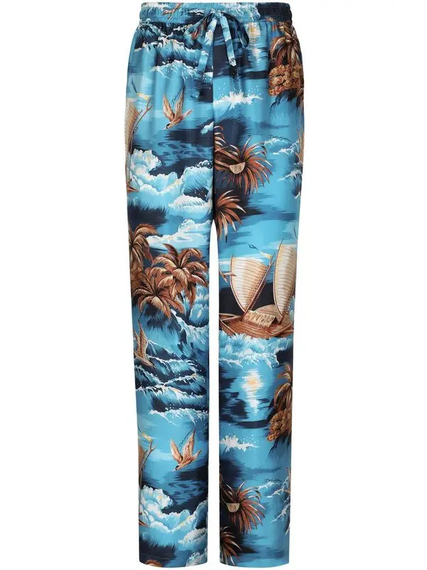 Dolce & Gabbana Graphic-print Silk Trousers
