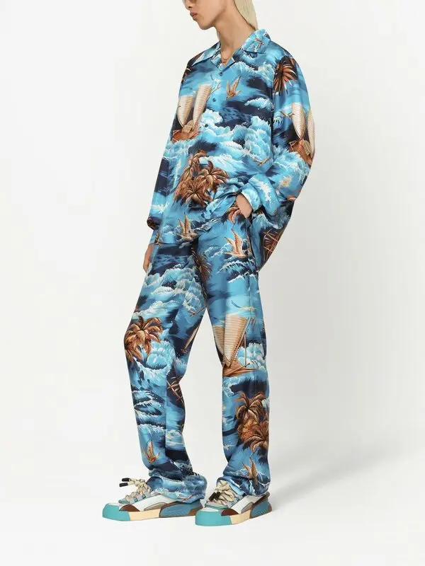 Dolce & Gabbana Graphic-print Silk Trousers
