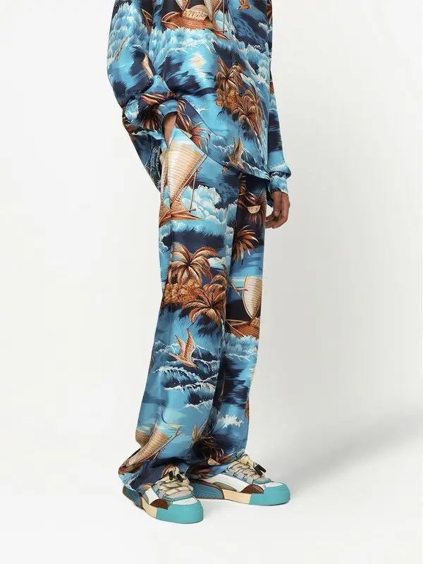 Dolce & Gabbana Graphic-print Silk Trousers