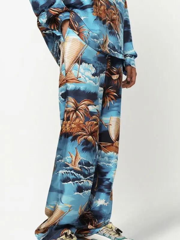 Dolce & Gabbana Graphic-print Silk Trousers