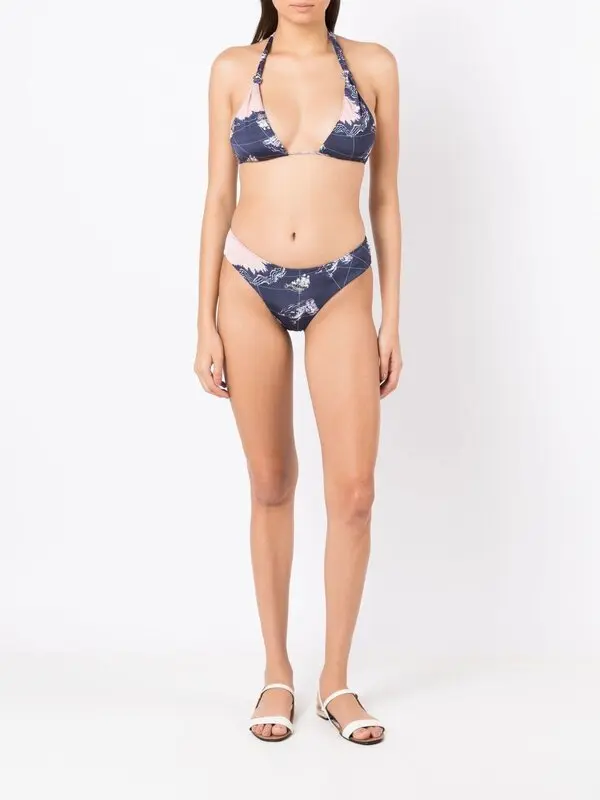 CLUBE BOSSA Niarchos Graphic-print Bikini Bottom - Blue