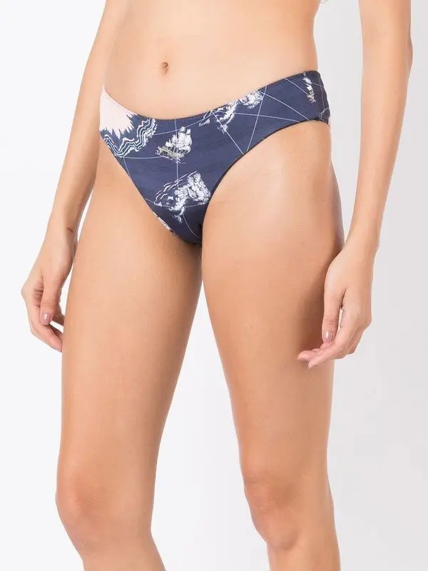 CLUBE BOSSA Niarchos Graphic-print Bikini Bottom - Blue