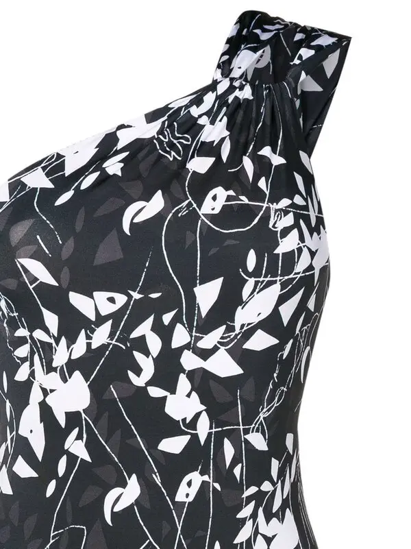 CLUBE BOSSA Asymmetric Graphic-print Swimsuit - Black