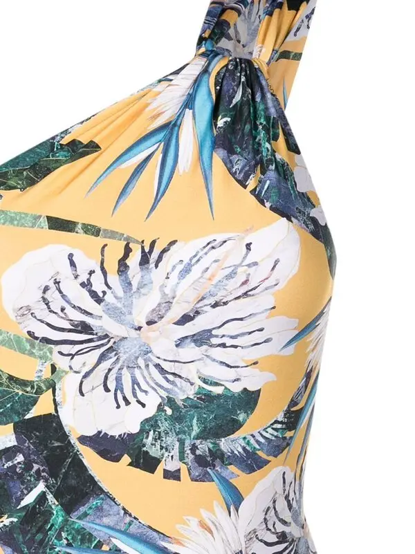 CLUBE BOSSA Asymmetric Floral-print Swimsuit - Yellow