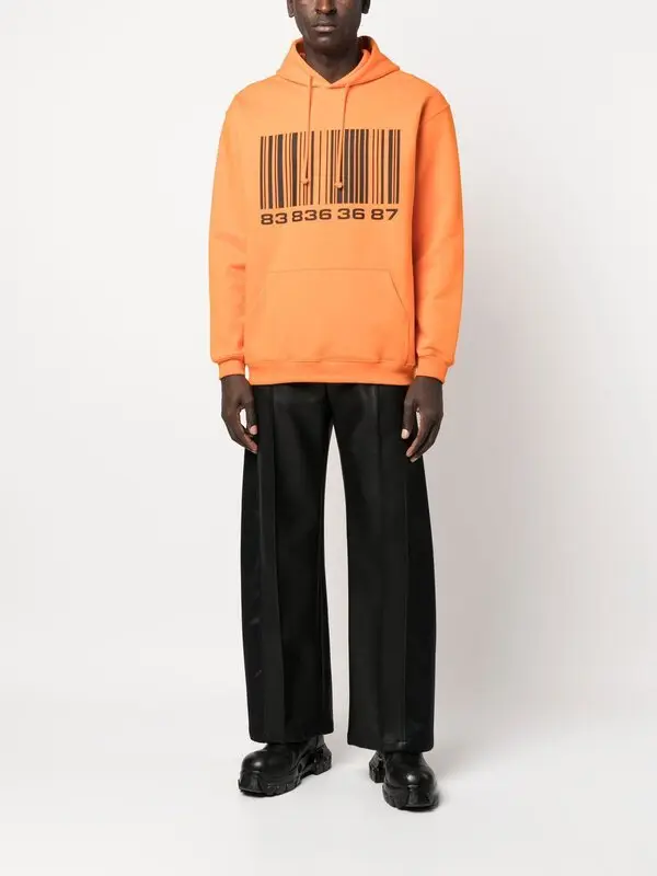 VTMNTS Barcode-print Cotton Hoodie - Orange
