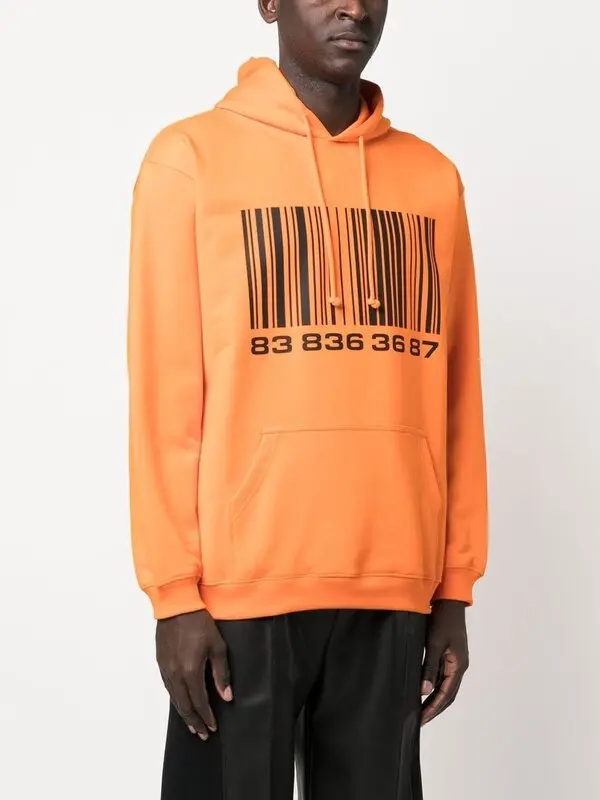 VTMNTS Barcode-print Cotton Hoodie - Orange