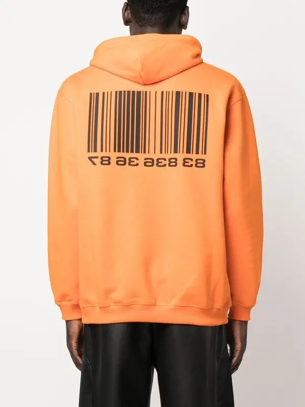 VTMNTS Barcode-print Cotton Hoodie - Orange