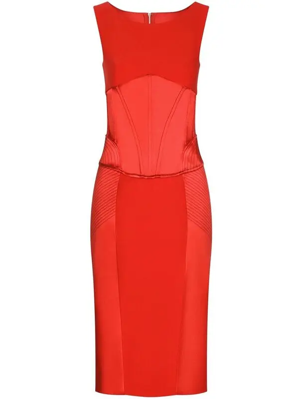 Dolce & Gabbana Corset-detail Satin Midi Dress