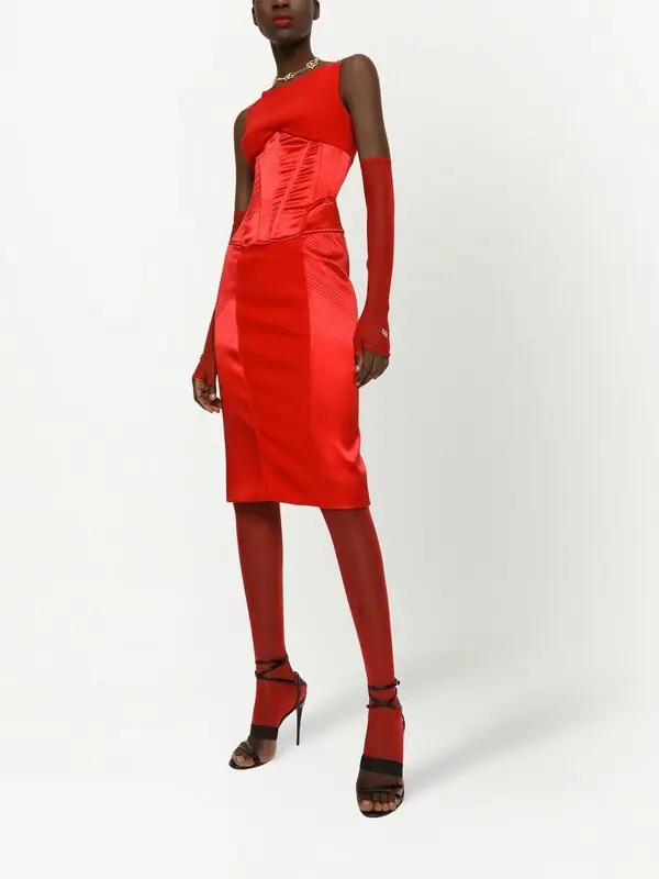Dolce & Gabbana Corset-detail Satin Midi Dress