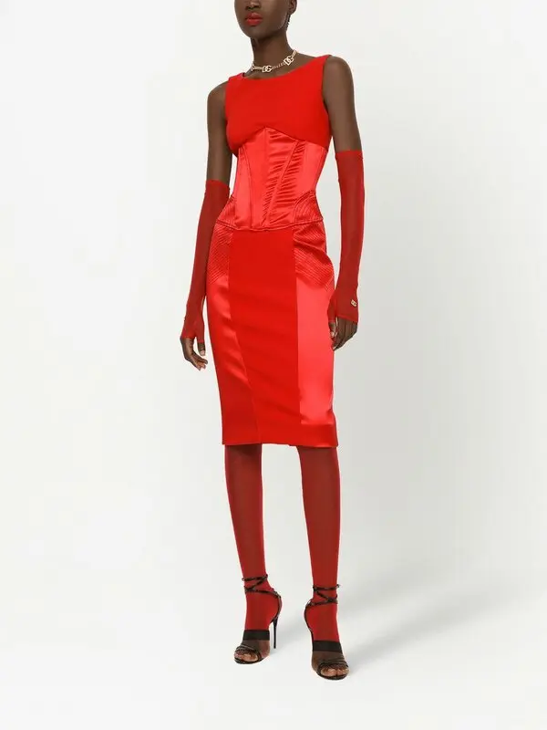 Dolce & Gabbana Corset-detail Satin Midi Dress
