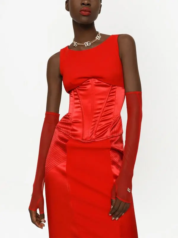 Dolce & Gabbana Corset-detail Satin Midi Dress