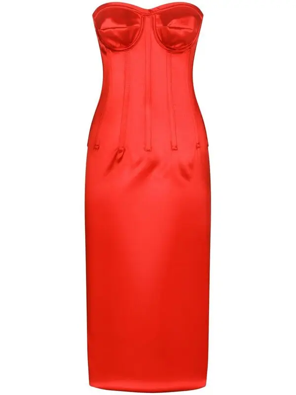 Dolce & Gabbana Corset-detail Satin Midi Dress