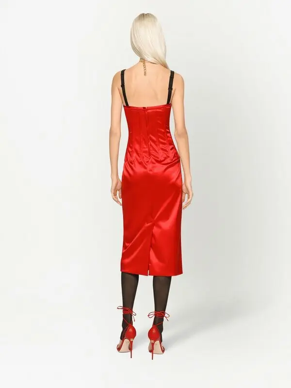 Dolce & Gabbana Corset-detail Satin Midi Dress