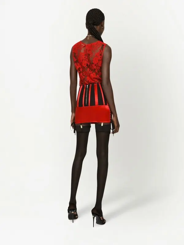 Dolce & Gabbana Chantilly-lace Sleeveless Top - Red