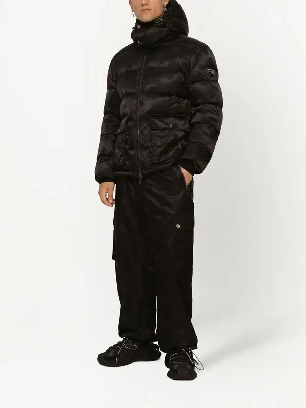 Dolce & Gabbana Logo-jacquard Hooded Puffer Jacket