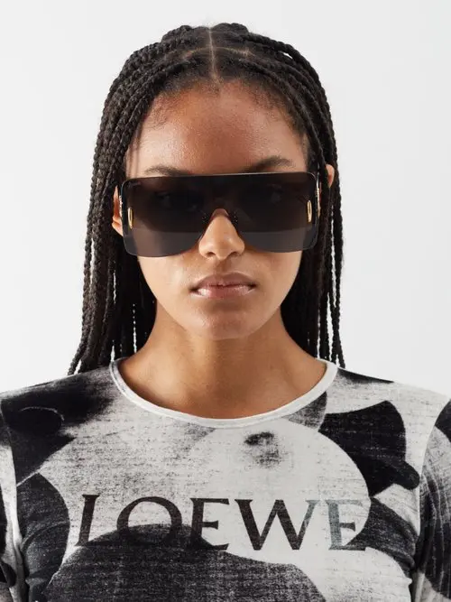 Loewe Oversized Flat-Top Shield Sunglasses - Black  display picture 3