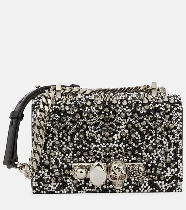 Alexander McQueen Jewelled Satchel Embellished Shoulder Bag - Silver