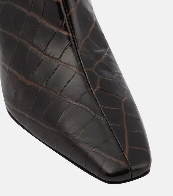 TOTEME Croc-effect Leather Ankle Boots - Brown