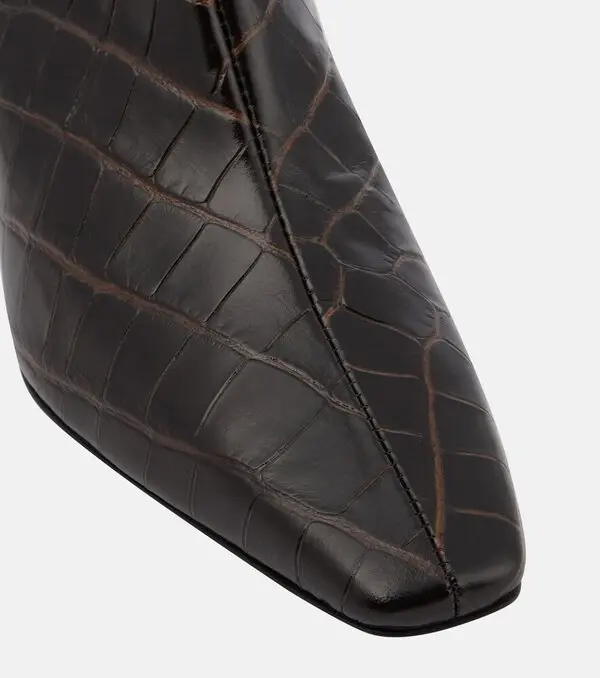 TOTEME Croc-effect Leather Ankle Boots - Brown