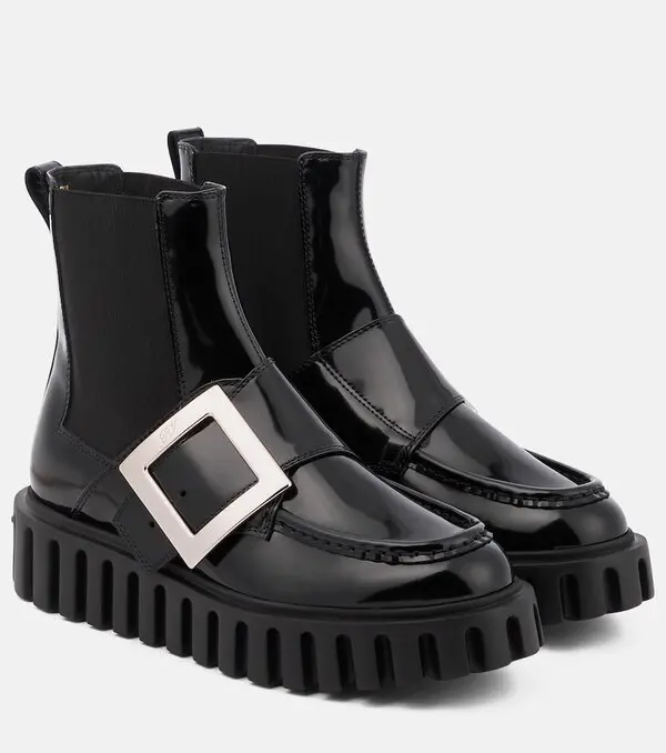 ROGER VIVIER Viv' Go-thick Leather Platform Chelsea Boots
