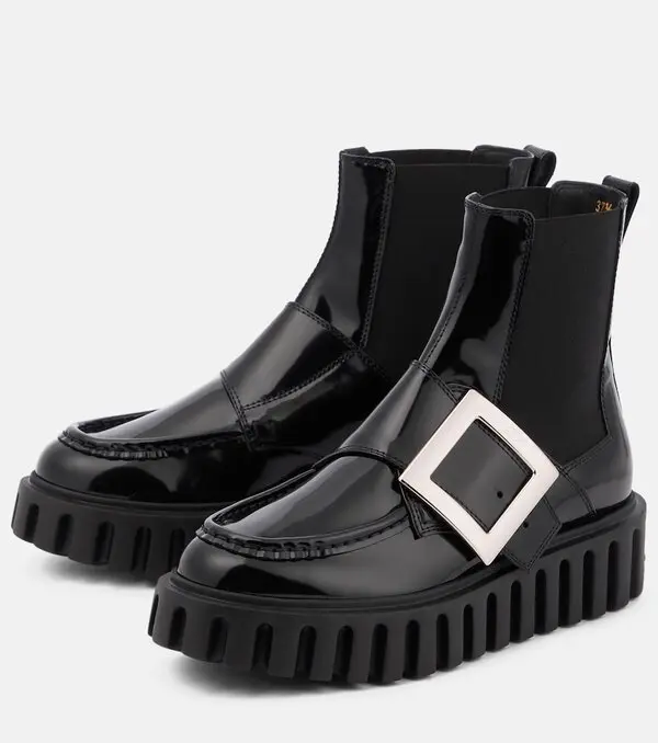 ROGER VIVIER Viv' Go-thick Leather Platform Chelsea Boots