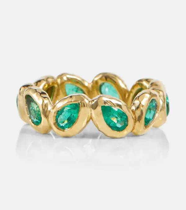 OCTAVIA ELIZABETH Nesting Gem Eternity Ring With Emeralds - Gold