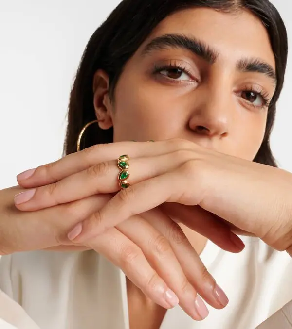 OCTAVIA ELIZABETH Nesting Gem Eternity Ring With Emeralds