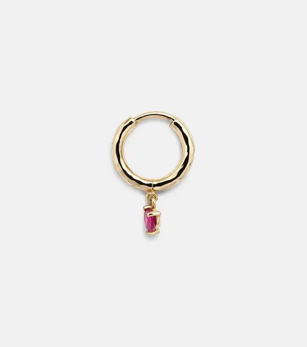 OCTAVIA ELIZABETH Charmed Micro Gabby 18kt Gold Hoop Earrings With Ruby