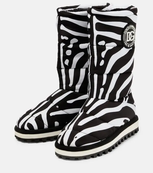 Dolce & Gabbana Zebra-print Padded Nylon Boots - Multicoloured
