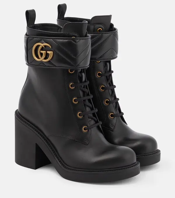 Gucci Gg Leather Ankle Boots - Black | Editorialist display picture 1