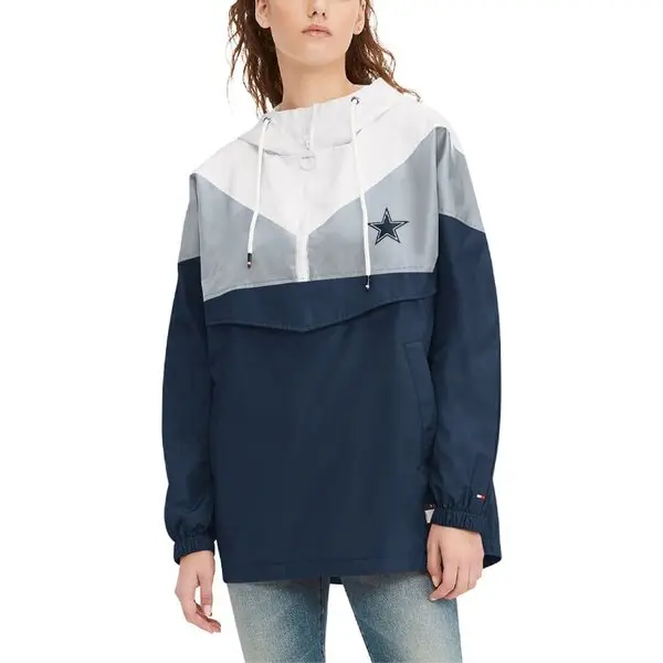 Tommy Hilfiger Dallas Cowboys Staci Half-zip Windbreaker Jacket - White