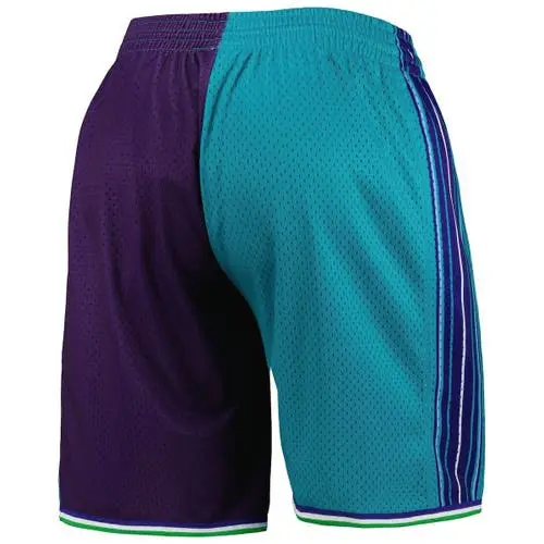 Mitchell & Ness Purple Charlotte Hornets Hardwood Classics 1999 Split Swingman Shorts